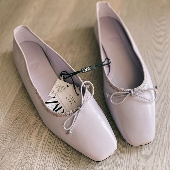 Zara | Shoes | Zara Genuine Leather Flat Shoes Ballet New | Poshmark
